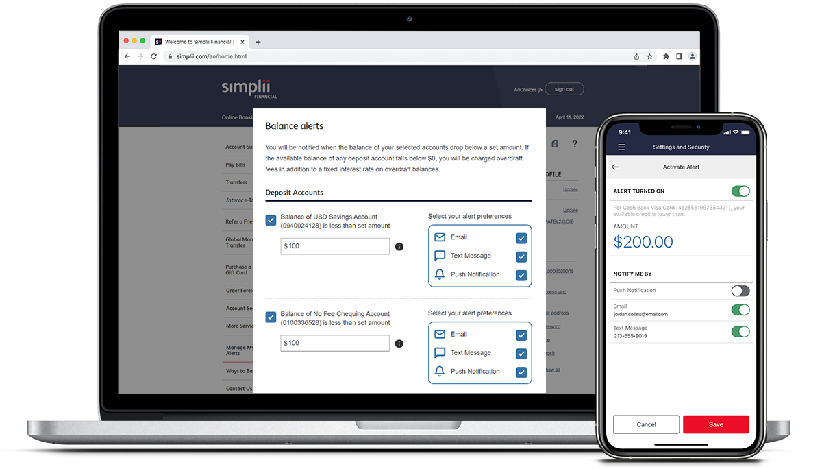 Balance Alerts | Simplii Financial
